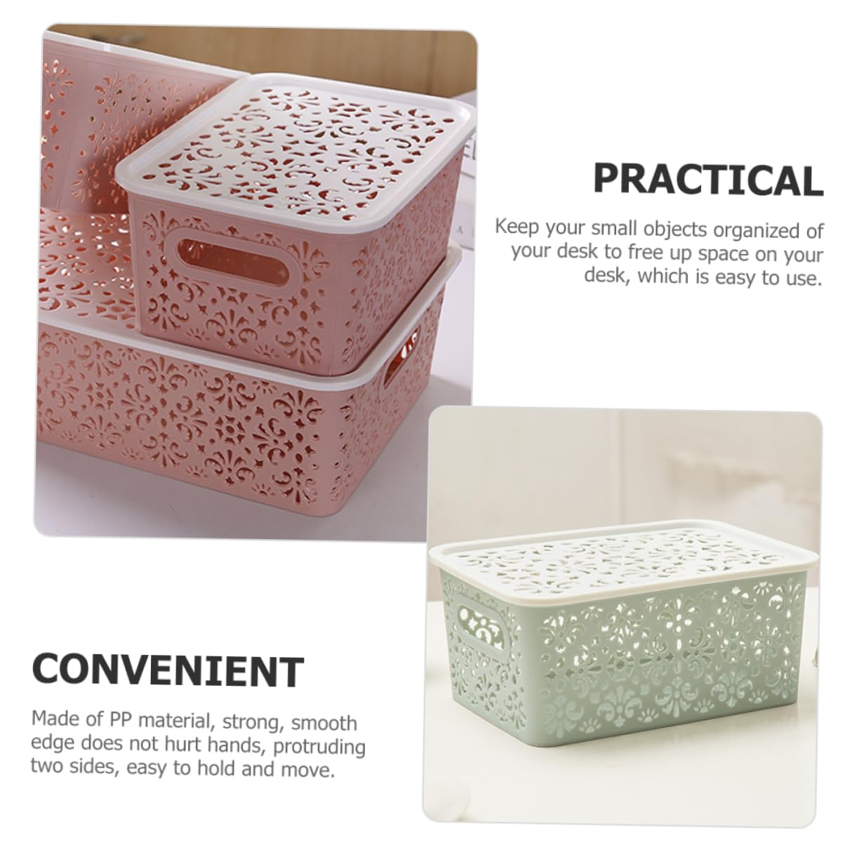 MAGICLULU 3pcs Desktop Storage Box Small Plastic Containers with Lids Storage Boxes with Lids Plastic Storage Bin Plastic Containers with Lids for Storage Plastic Storage Boxes Plastic Boxes