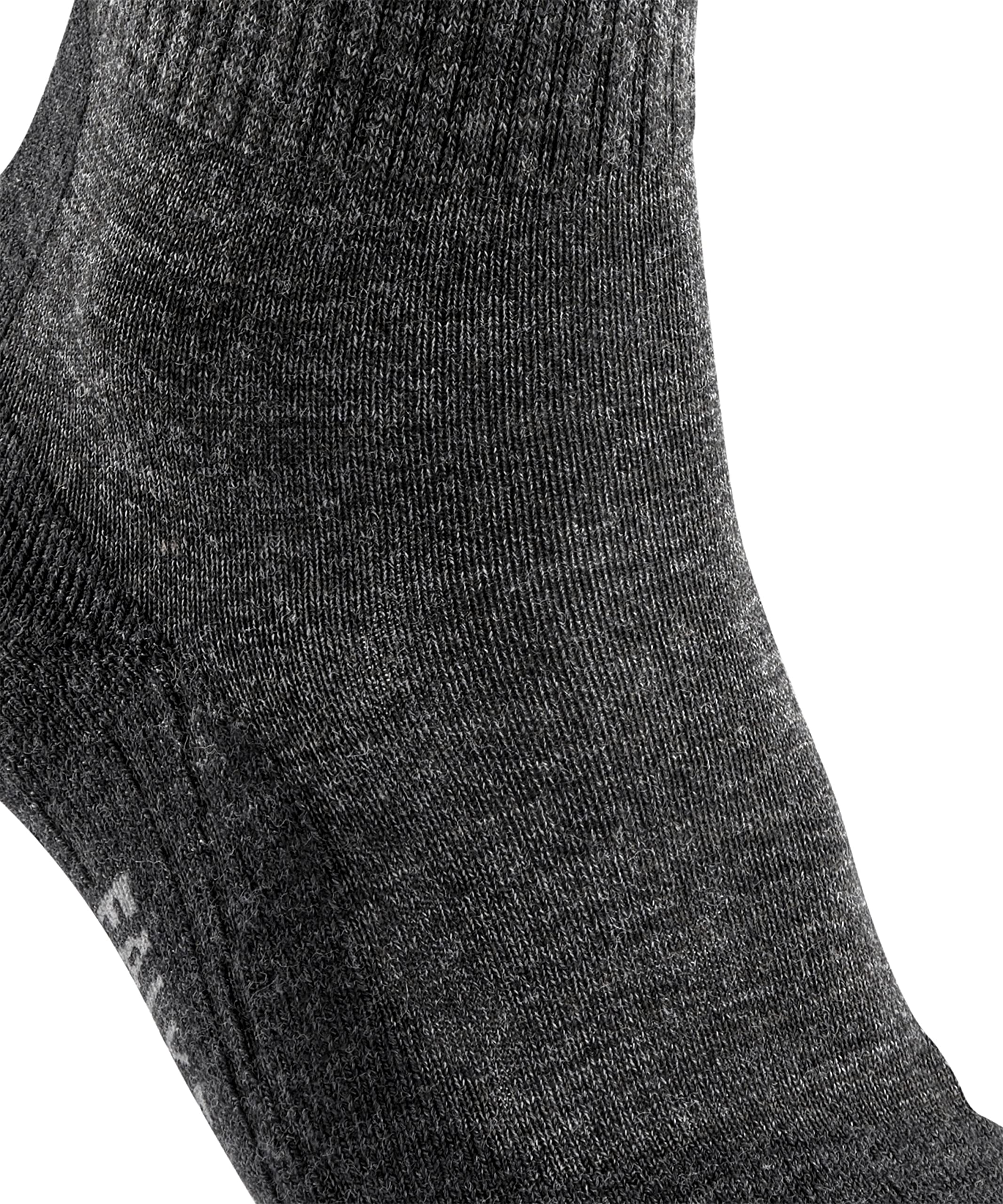 FALKE Women's TK2 Explore Wool Hiking Socks, Mid Calf, Medium Padding, Athletic, Breathable Quick Dry, Merino Wool, Grey (Smog 3150), 5-6, 1 Pair