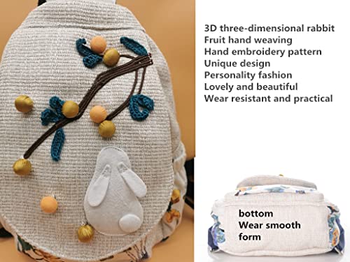 YIMOYICAI women casual boho woven medium canvas prime travel laptop backpack hippie embroidered vintage backpack Fruitful