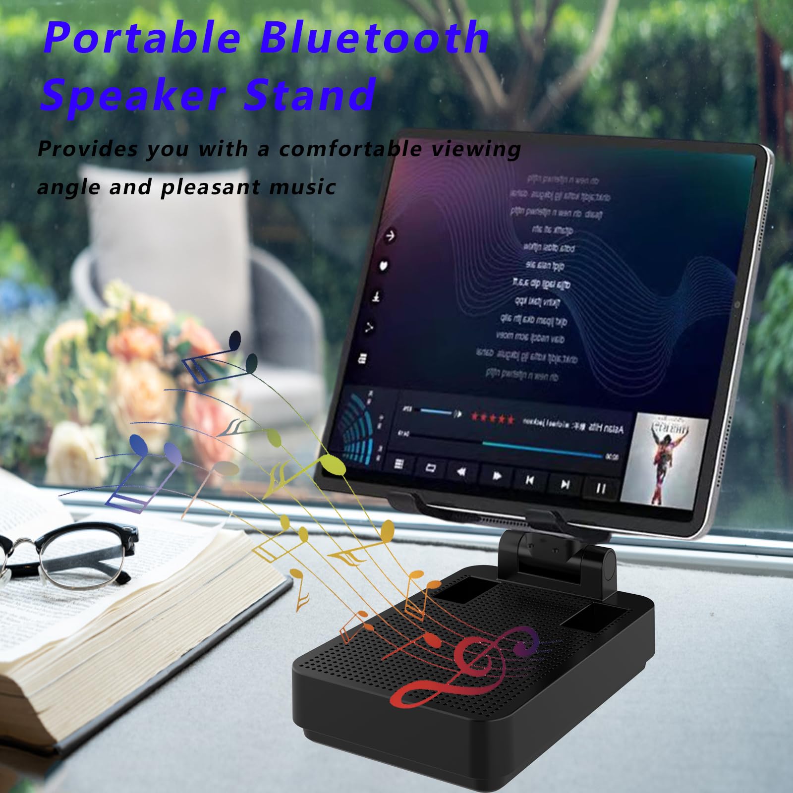 Gifts for Men, Mobile Phone Stand with Bluetooth for Him Dad Women,HD Surround Sound Perfect for Home and Outdoors with Bluetooth Speaker for Desk Compatible with iPhone/ipad/Samsung Galaxy(Black)