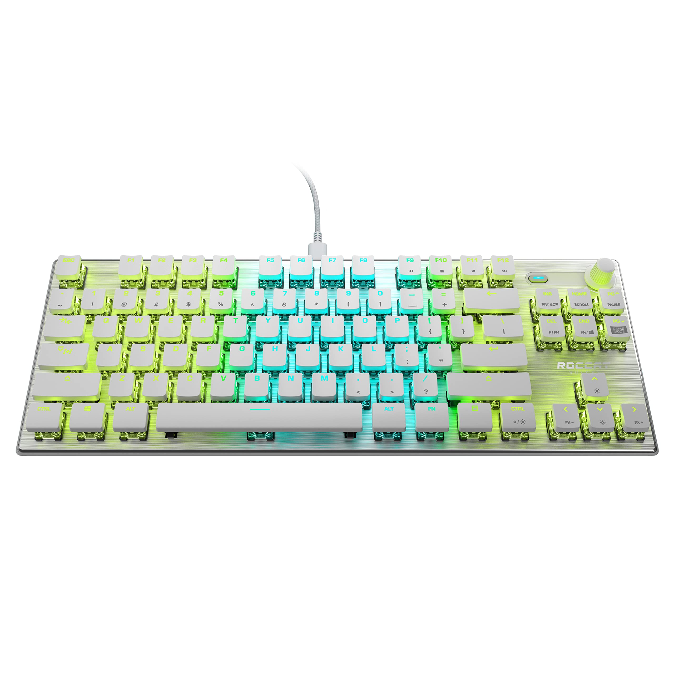 ROCCAT Vulcan TKL Pro PC Gaming Keyboard, Linear Optical Titan Switch, AIMO RGB Lighting, Tenkeyless Mechanical Feel Speed Keystroke, White & Kone Pro PC Gaming Mouse, White