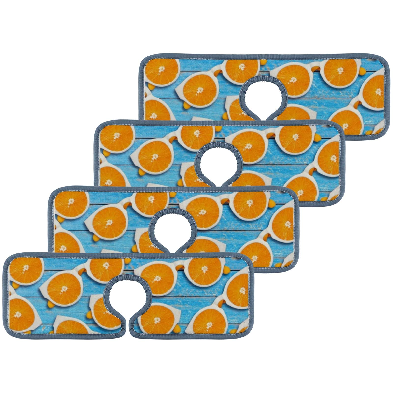 Kitchen Faucet Absorbent Mat 4 Pieces Fruit Orange Sunglasses Faucet Sink Splash Guard Bathroom Counter and RV,Faucet Counter Sink Water Stains Preventer