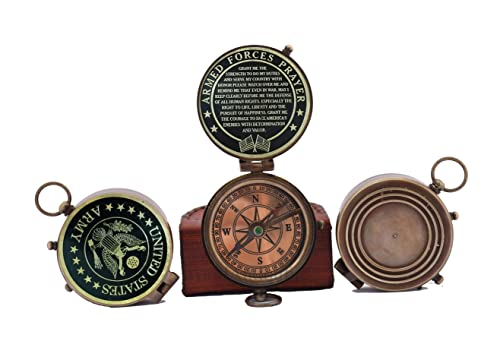WOANIN U.S Army Gift, U.S Air Force, Engraved Navy Compass, Navy Gift, Navy Brass Compass, Retirement Gift, Personalized Compass, Antique Compass (U.S Army)