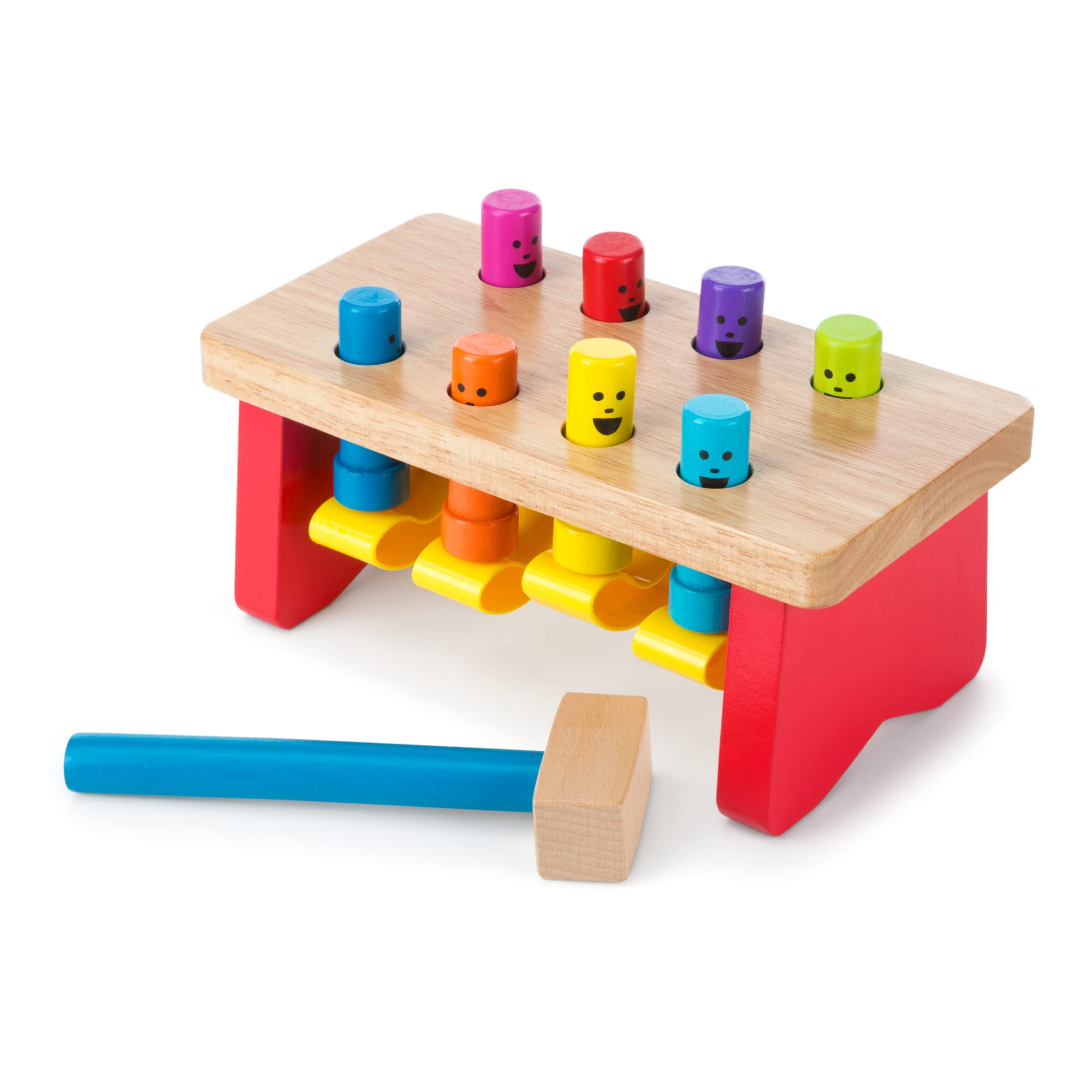 Melissa & Doug Band-in-a-Box Clap! Clang! Tap! - 10-Piece Musical Instrument Set & Deluxe Pounding Bench Wooden Toy with Mallet