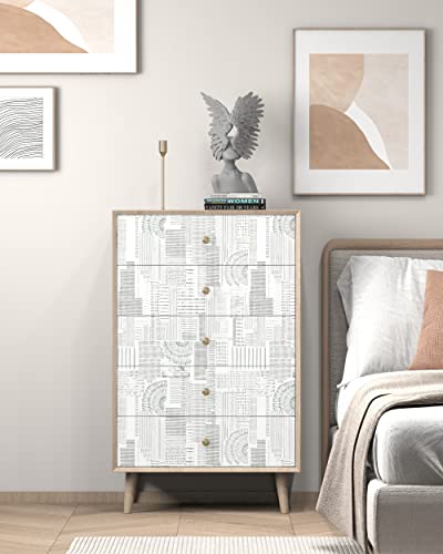 Theper Modern Peel and Stick Wallpaper Gray and White Stripe Wallpaper Contact Paper 17.3β x 78.7β Geometric Wallpaper Self Adhesive Wallpaper Removable Decorative Wallpaper for Bedroom Vinyl Film