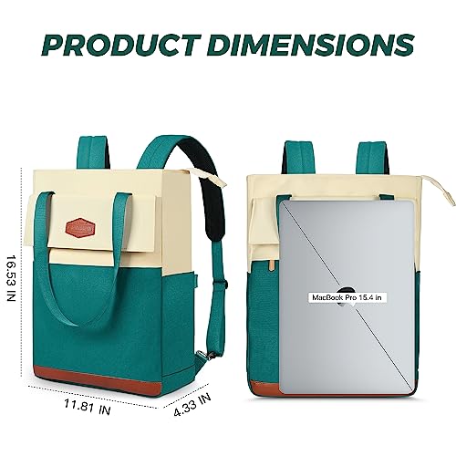 Women Backpack With Laptop Compartments & Tote Bag, 15.6Inch Waterproof Canvas Laptop Bookbag with Top Wide Open, Teacher/Nurse Computer Backpack Purse, College Work Travel Rucksack for Daily use