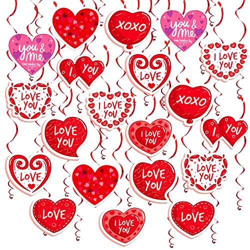 KatchOn, I Love You Valentines Hanging Swirls - Pack of 30, Valentines Day Decorations | Valentines Heart Decorations for Valentines Day Decor | Hanging Hearts Decorations for Valentines Decorations.