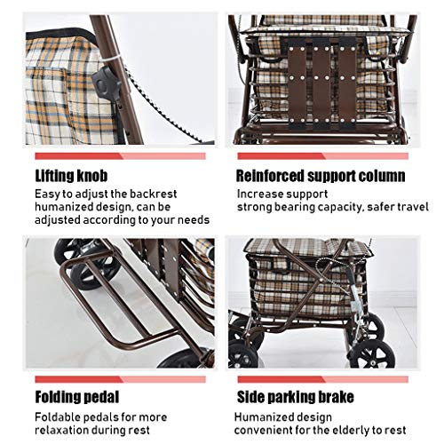 Rollator Walker 4 Wheel Rolling Walker Shopping Trolley Elderly Scooter, with Seat Design, Rolling Walker with Brakes for The Elderly,Bearing 150kg/330lbs