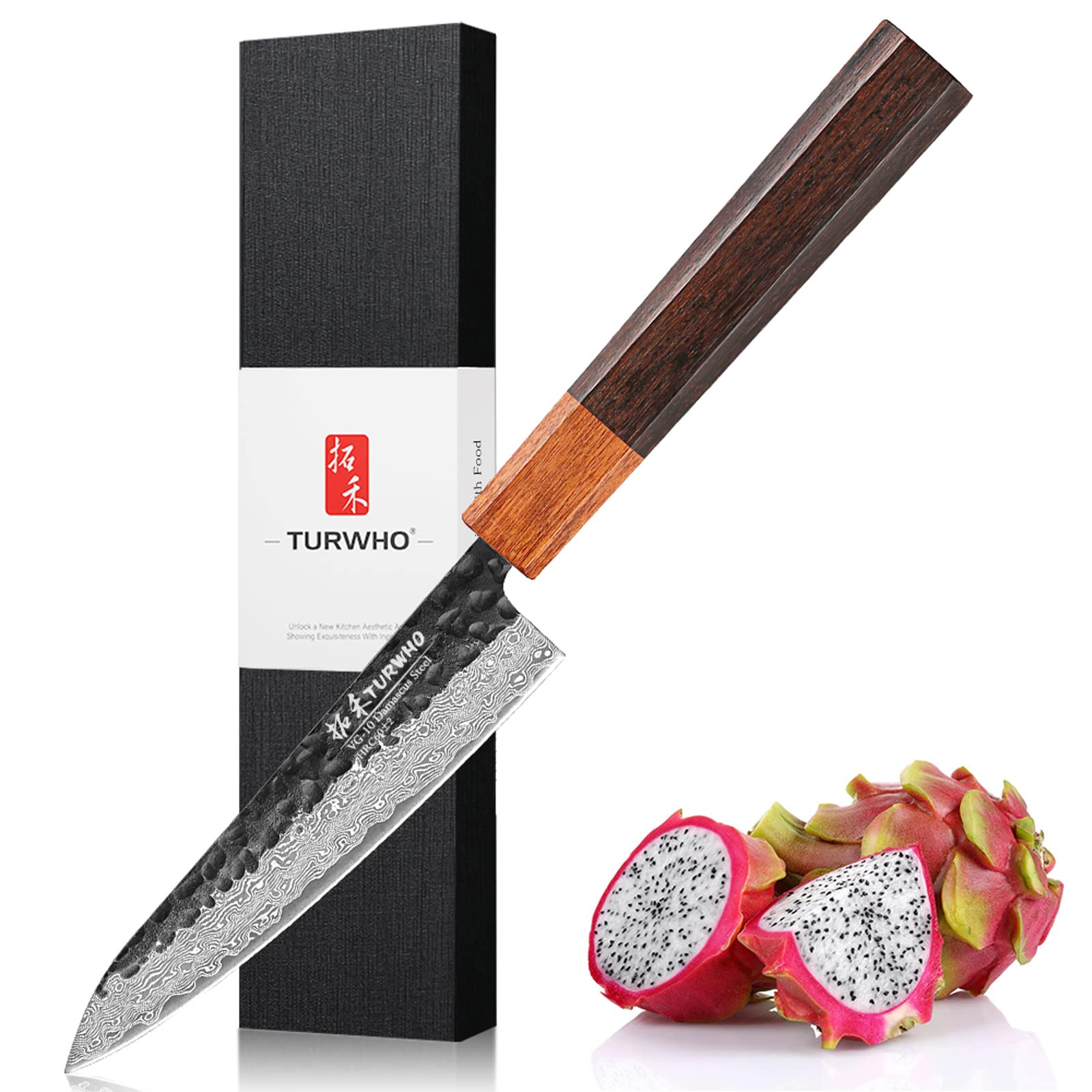 TURWHO 10.5-inch Japanese Sashimi Knife Hand Forged 67 Layers Damascus Steel Salmon Kitchen Knives