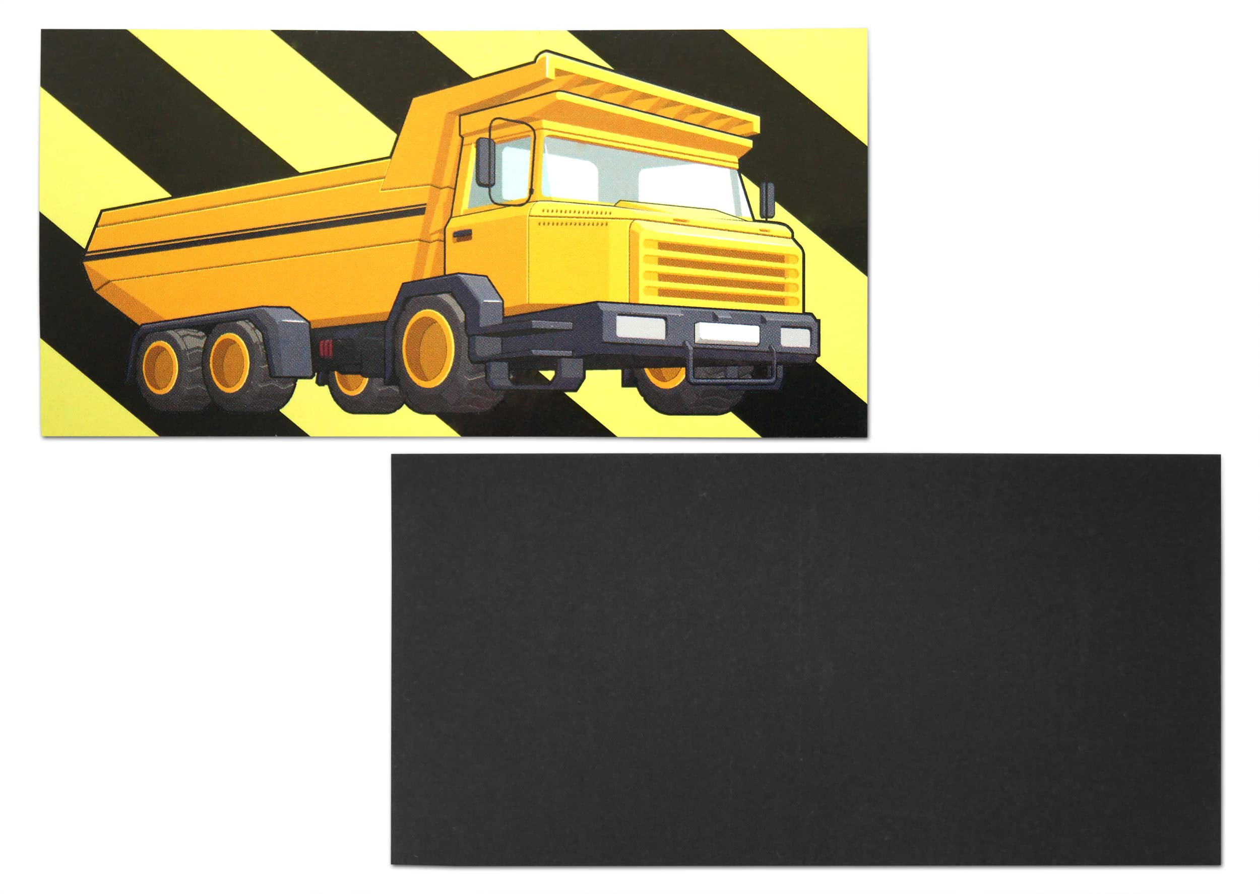 Novel Merk Construction Themed Small Rectangle Magnets Set Party Favors in Classic Dump Truck, Digger, Bulldozer, & Cement Truck Designs (12)