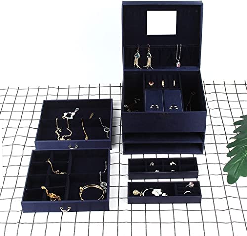 KYUSAR Jewelry Case Jewelry Boxes 3-Layer Silk Surface Velvet Jewelry Organizer Box Jewelry Display Storage Case Small 2 Watch Pillow Box. Jewelry Organizer ( Color : Onecolor , Size : 23x20x19cm )