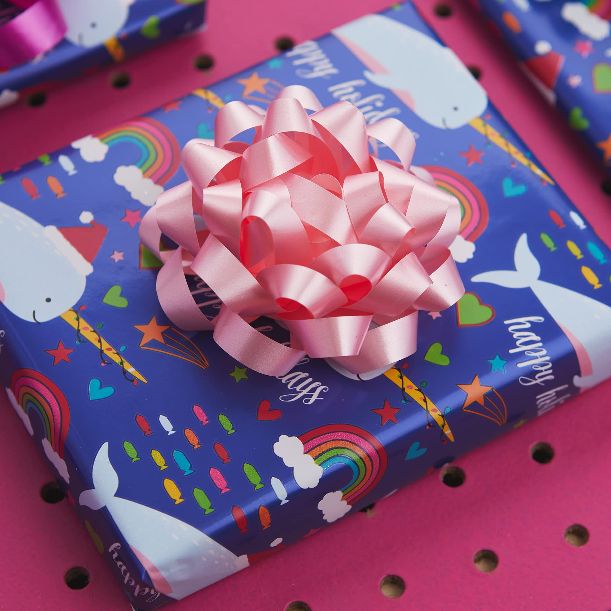 The Gift Wrap Company 12 Count Decorative Confetti Gift Bows, Medium, Pink