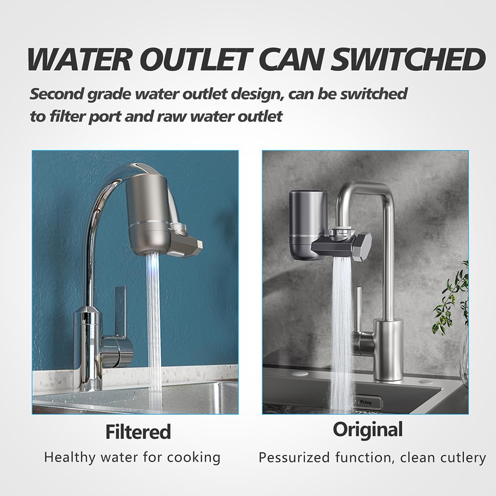 Ginian Water Filter for Sink Faucet Mount Filter Purifier System,UV Blue Light Household Kitchen Filter,New Leak-Proof Technology，Filters Over 60 substances