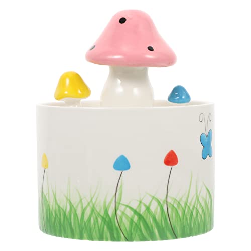 NUOBESTY Automatic Pet Waterer Ceramic Mushroom Shaped Cat Watering Fountain Small Animal Drinking Dishes Dog Food Bowl Hamster Feeding Dispenser Pet Accessories