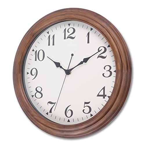Vigorwise 14 Inch Wooden Wall Clock, Retro Wood Wall Clocks Battery Operated, Large Silent Sweep Movement Accurate Wall Clock for Living Room Bedroom Housewarming Present