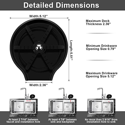 Kitchen Sink Glass Rinser, Cup Washer for Sink, Glass Washer for Sink, Bottle Washer for Sink, Automatic Cup Rinser for Sink, Cup Cleaner for Sink, Matte Black