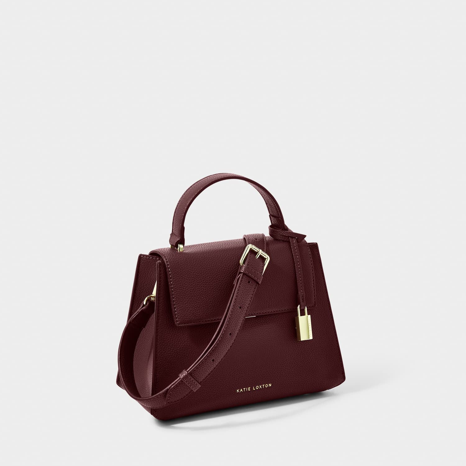 KATIE LOXTON Alina Womens Medium Vegan Leather Convertible Top Handle Crossbody Handbag Purse Plum