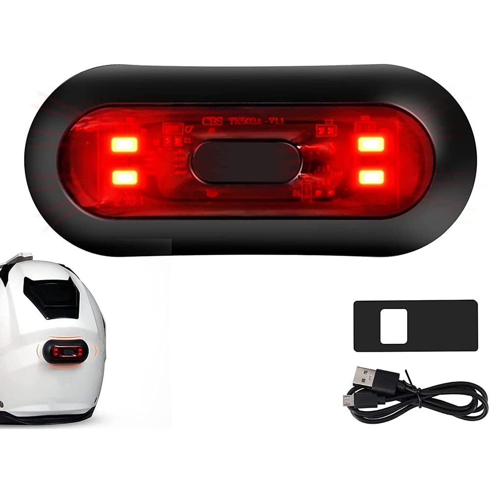 LILYRIN LED Helmet Light,Motorcycle Helmet Brake Light Rechargeable Bike Rear Red Safety Warning Light for Night