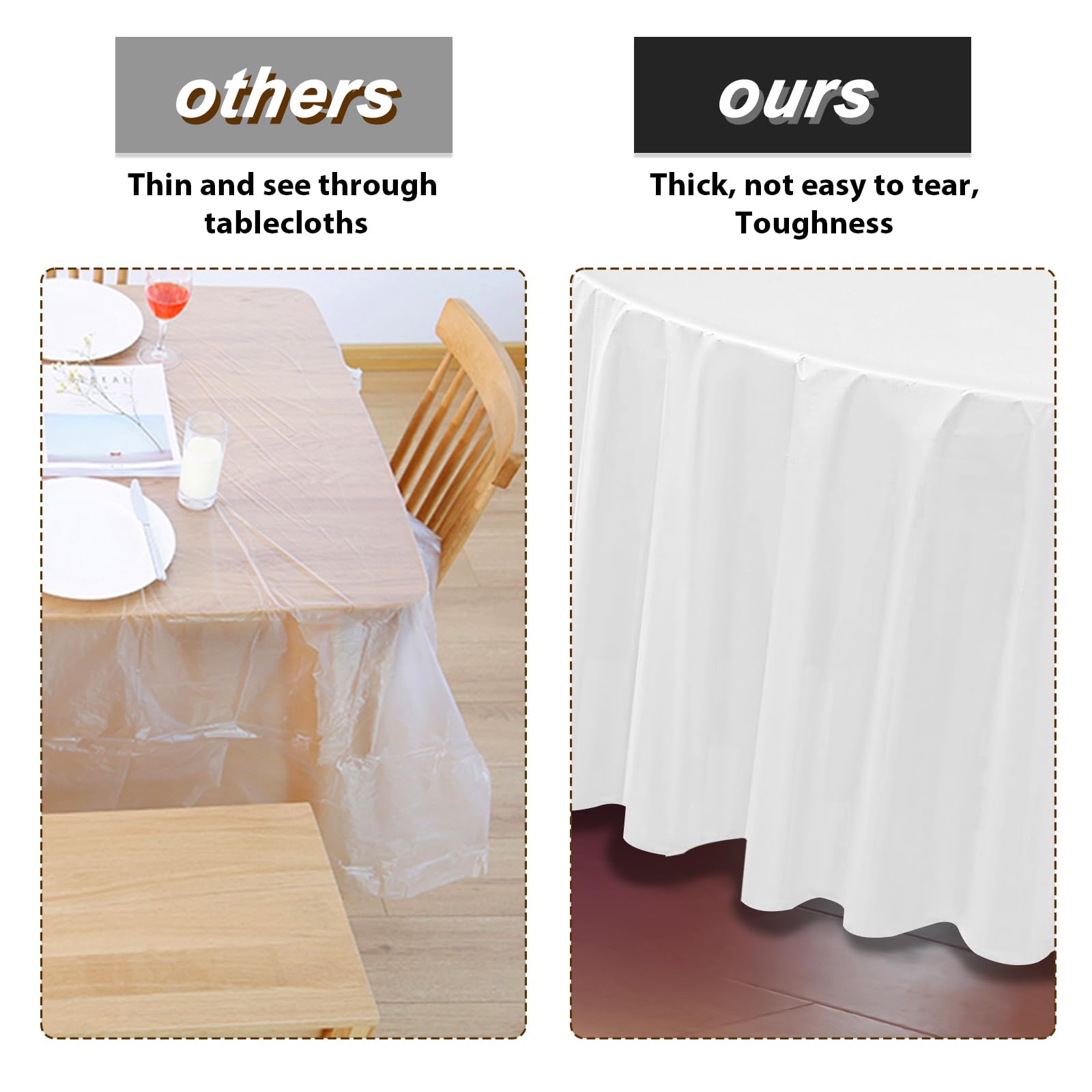 Fixwal Round Plastic Tablecloth Disposable, 12 Pack 84 Inch White Round Tablecloth, Table Cloth for Parties Picnic Birthday Wedding Banquet