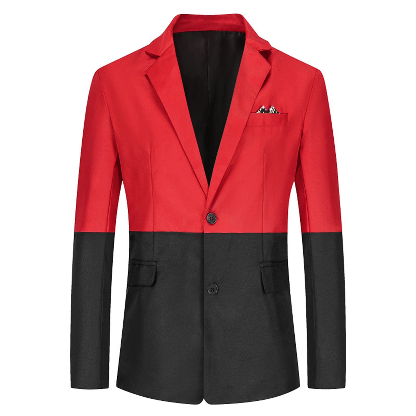 Men's Slim Fit Blazer 1 Buttons Stylish Business Suit Sports Coats Lightweight Single Breasted Lapel Prom Jacket (Red,X-Large)