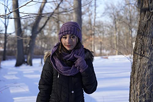 Funky Junque Oversized Beanie, Glove, & Scarf Bundle: Ivory