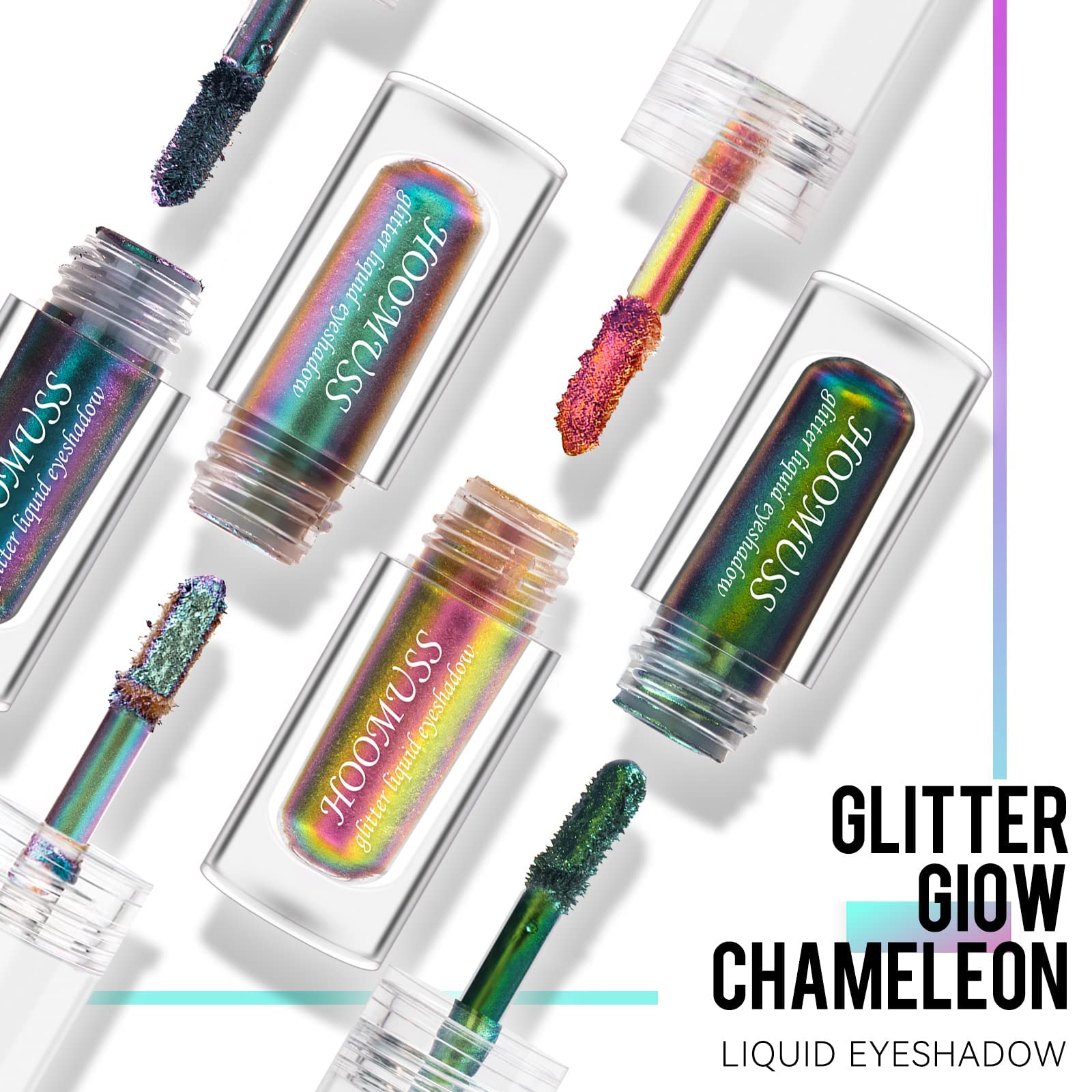 HOOMUSS Chameleon Eyeshadow Liquid Glitter Eyeshadow, Green Liquid Eyeshadows Holographic Multichrome Eye Makeup, Long Lsting and Quick Drying, Elf