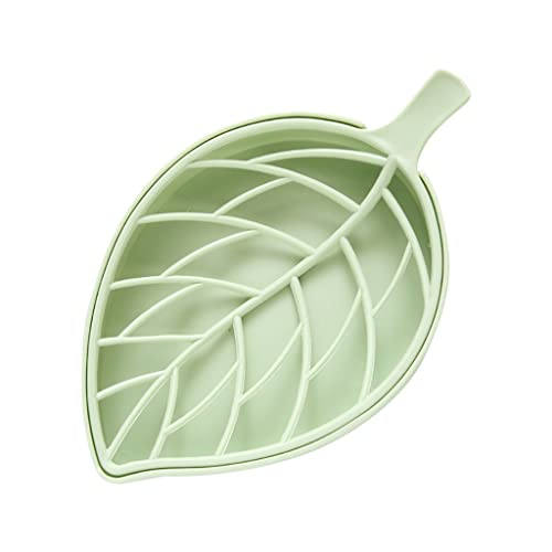 HALOU Leaf Shape Soap Box Drain Soap Holder Box Bathroom Shower Soap Holder Sponge Storage Plate Tray Supplies (Color : Gray, Size : 10.5 * 17.3cm)