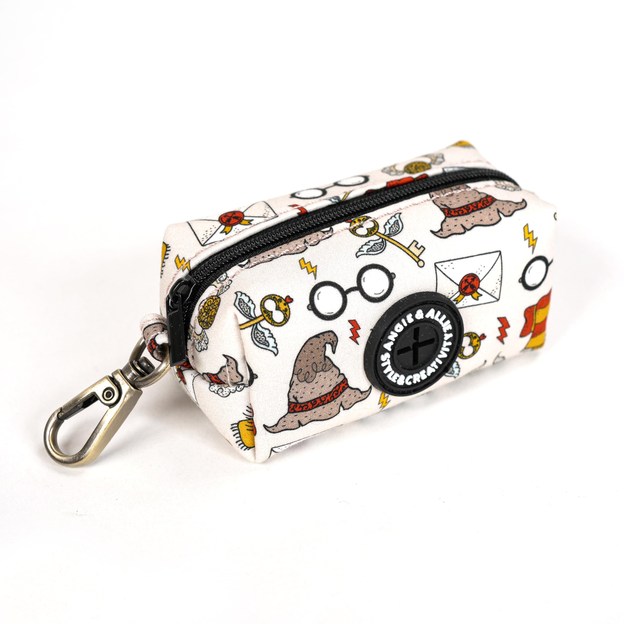 Organic Cotton Dog Poop Bag Holder for Leash Brass Hardware Waste Bag Dispenser Pet Waste Management Solution