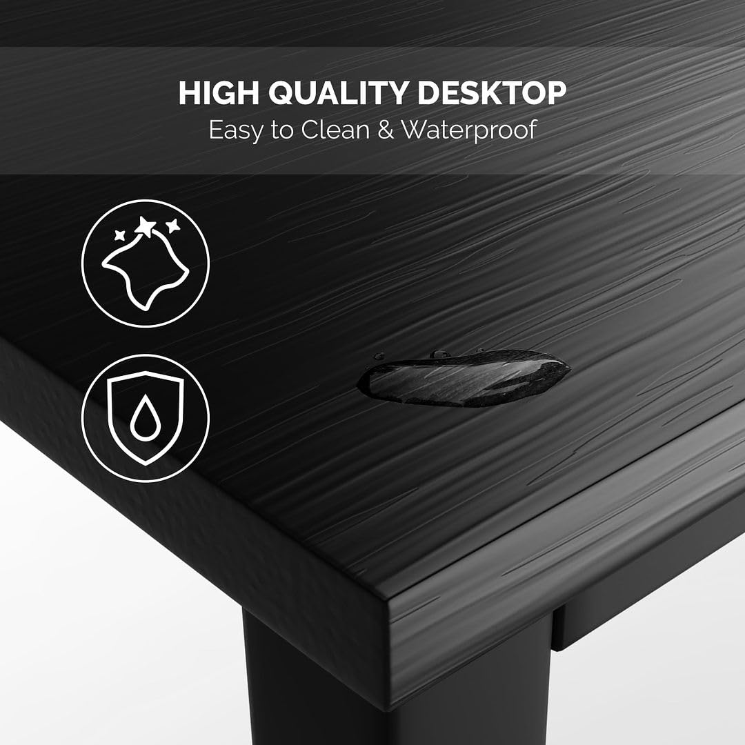 Halter Computer Desk for Home Office 47β Work Table Easy Assembly Cherry Desk Black Frame