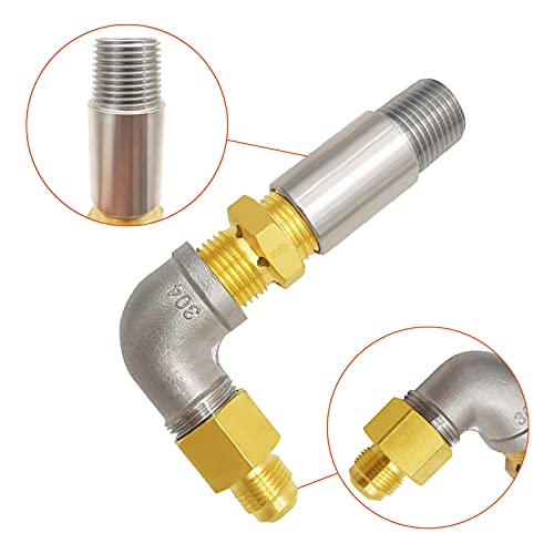 MENSI 10FT 20PSI Adjustable Propane Regulator Hose with Brass Orifice and Air Mixer Kit 150,000 BTU For Fire Pit, Fireplace, Gas Cooker, Smoker, Burner, and Turkey Fryer
