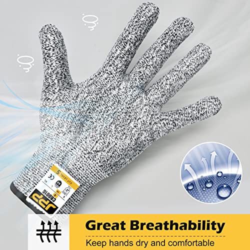 JPP Premium Cut Resistant Gloves, Cutting Proof CE Level 5 Protection, Food Grade Safe, Ambidextrous, 3D-Comfort Fit, Machine Washable, Dexterity, Lightweight, 1 Pair, Size 8, Medium