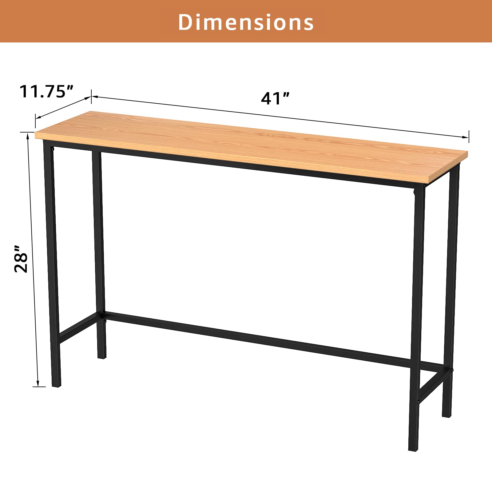 Our Modern Space 41" Entryway Table | Traditional Narrow Console Table or Thin Sofa Table | Narrow Display Table for Hallway, Bedroom, Foyer, Living Room