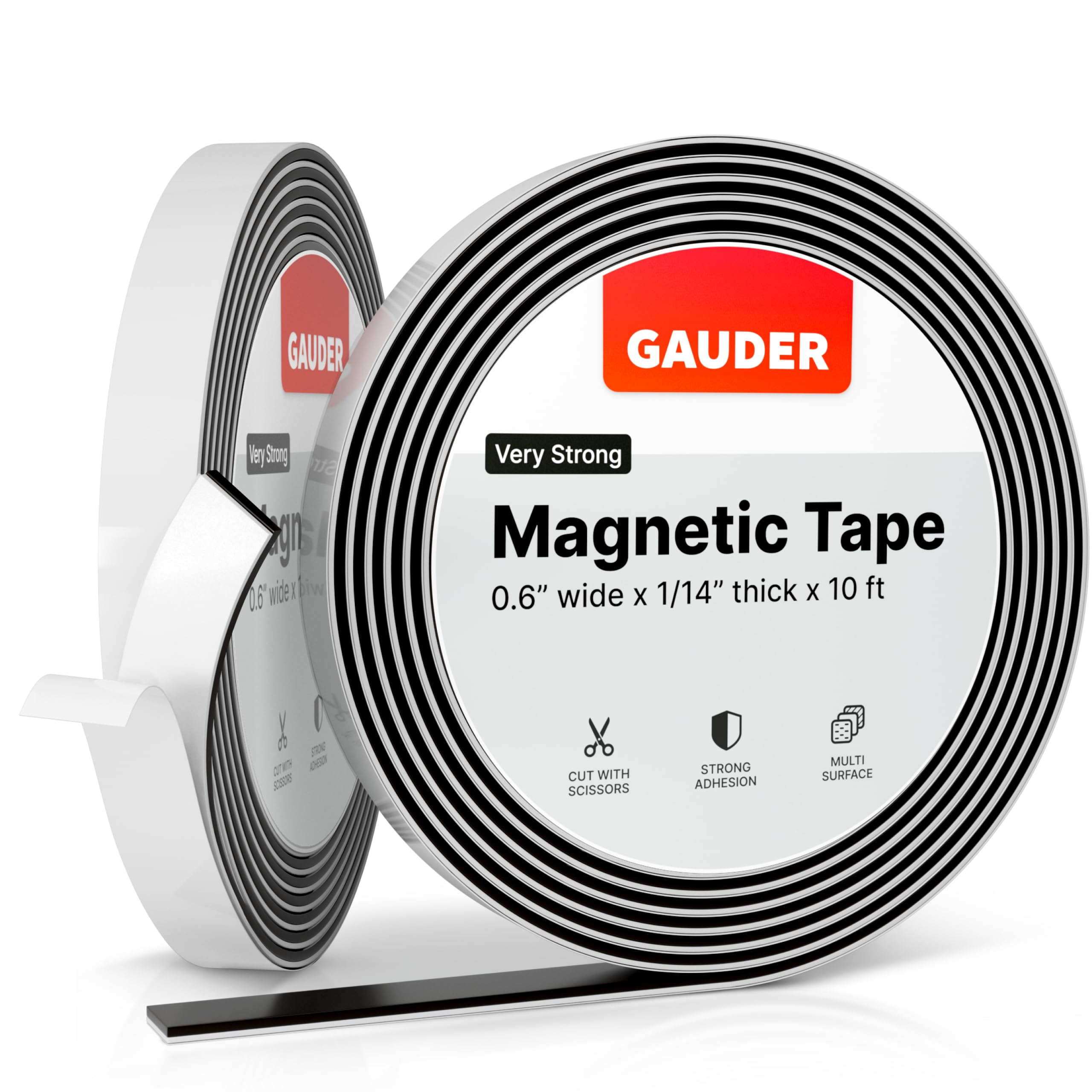 GAUDER Magnetic Tape Extremely Self Adhesive (0.6 Inch x 10 Feet) | Magnetic Strips | Magnet Roll