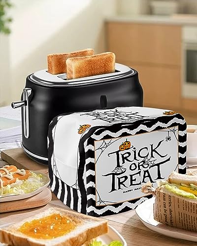 Toaster Dust Cover 2 Slice, Halloween Pumpkin Cobweb Black Ripple Bread Maker Cover Toasters Covers for Fingerprint Protector Washable Kitchen Small Appliance Cover 12x11x8in