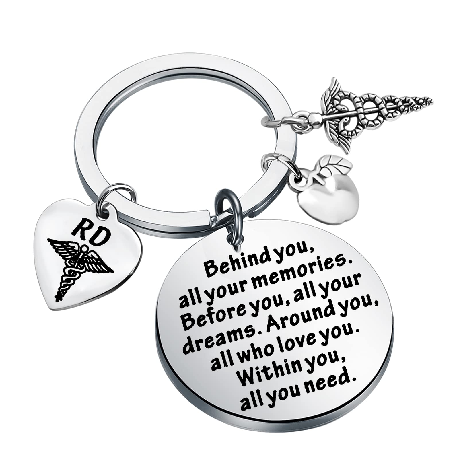 FEELMEM RD Keychain Registered Dietitian Gift Nutritionist Gift Behind You All Your Memories Keychain Nutrition Student Graduation Gifts (RD-ky)