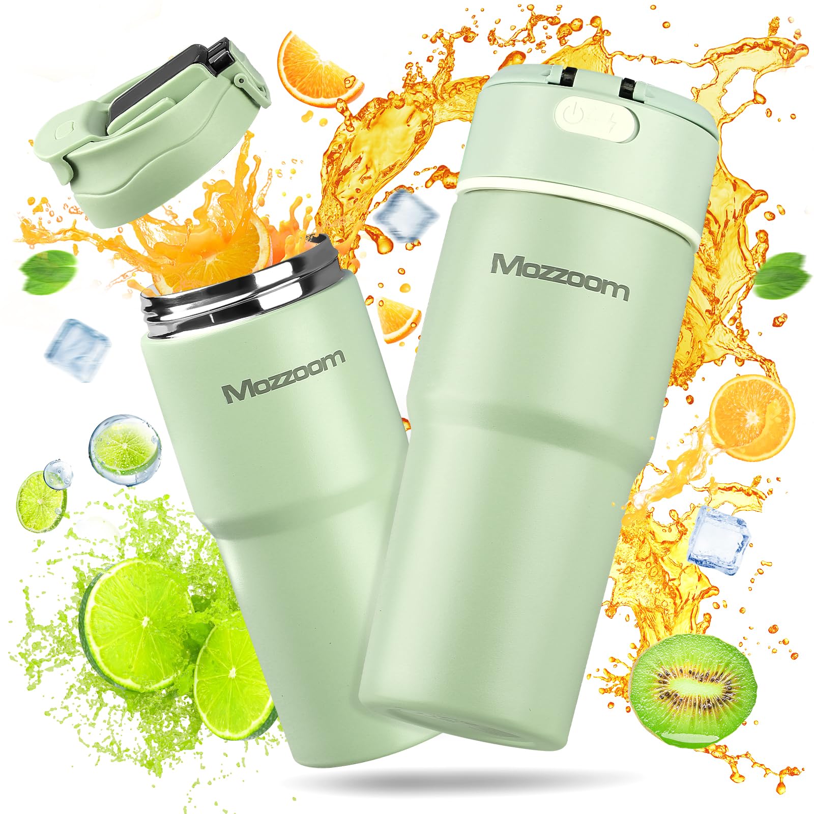 Portable Blender for Smoothies and Shakes,Personal Blender, 15 oz Vacuum Insulated Stainless Steel Keep Cold or Hot,BPA Free,USB Rechargeable,Travel Blender for Anywhere,Green(1 Pack)