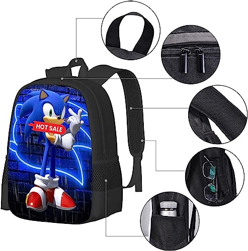 FGJIIFDF Cute Cartoon Anime Backpack for School,3D Print 17 Inch Large Capacity Adjustable Bag for Teens Boys Girls (Blue E)