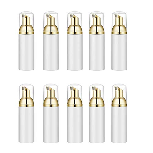 FKJLUN Soap Dispenser Pump 10PCS 30ML Plastic Foaming Bottle Soap Mousses Liquid Dispenser,Froth Shampoo Lotion Bottling Foam Bottles Hand Lotion Bottle (Color : White+Gold)