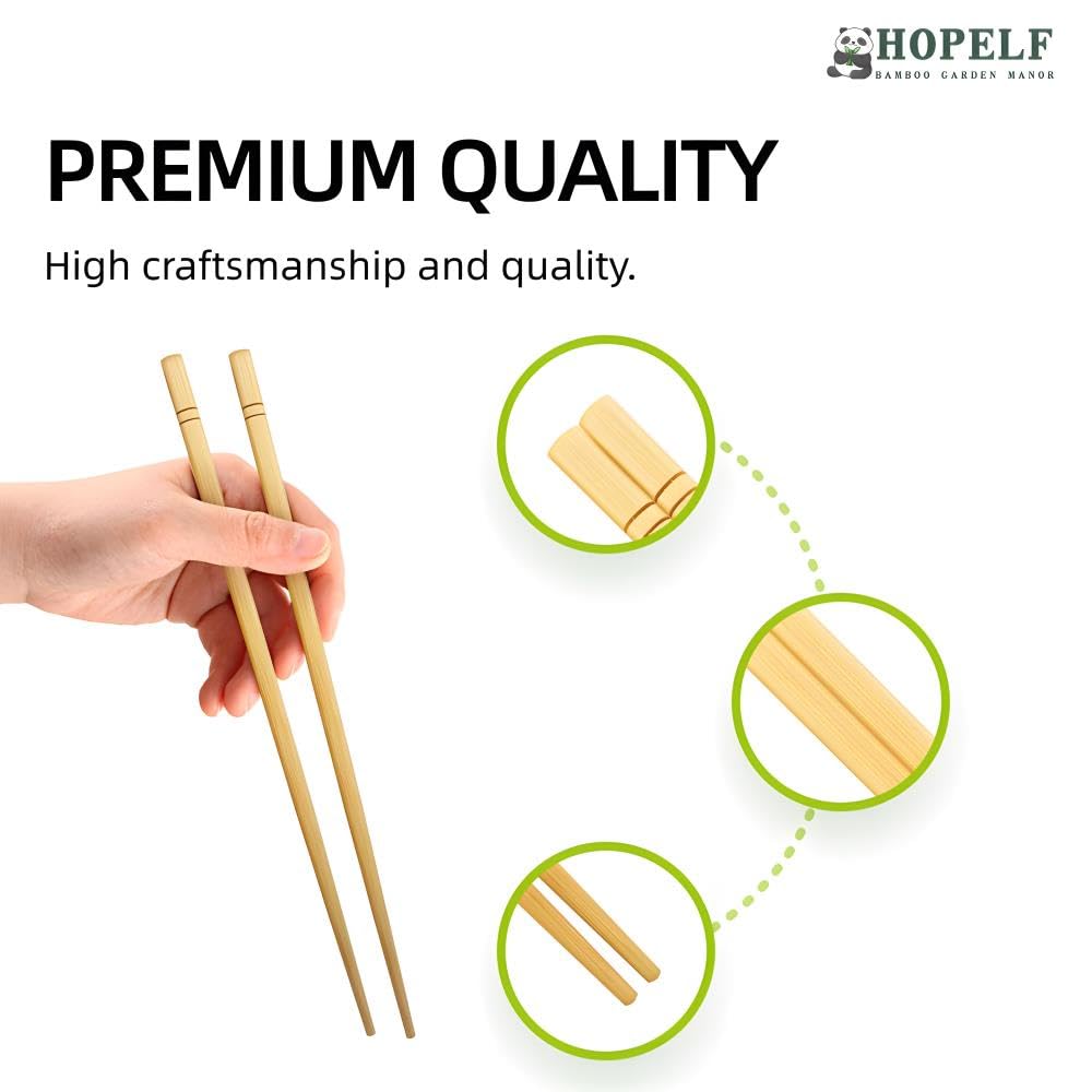 HOPELF 5 Pairs Bamboo Chopsticks Wooden Chinese Classic Style,9 1/2 Inches,More Quantity Choices 10Pairs/20Pairs
