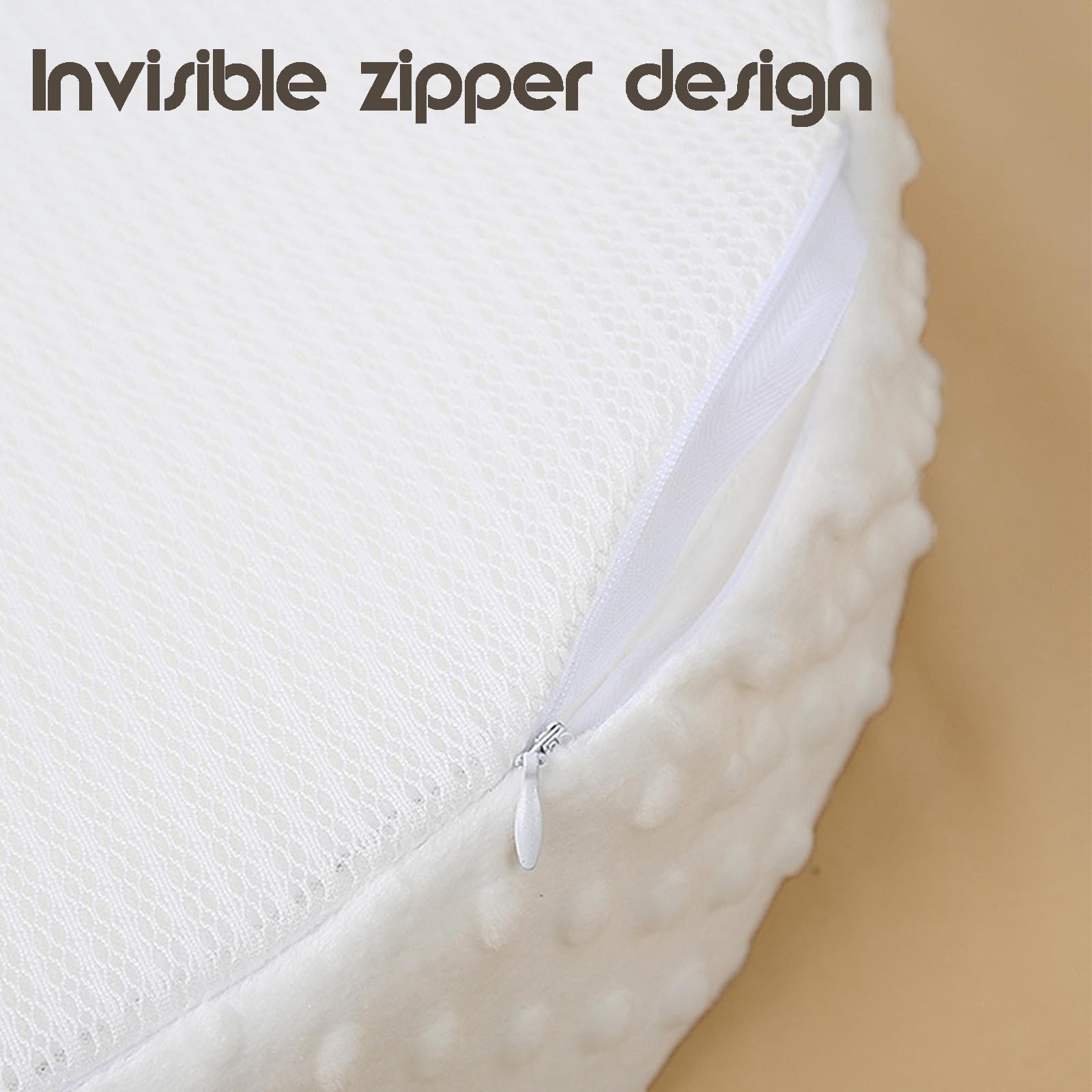 Portable Memory Foam Wedge Pillow,Soft and Cozy Anti-Spit Milk Reflux Pillow,Breathable Bedding Set for Small Boys and Girls Sleeping Pillow(Pink,48cm*38cm)
