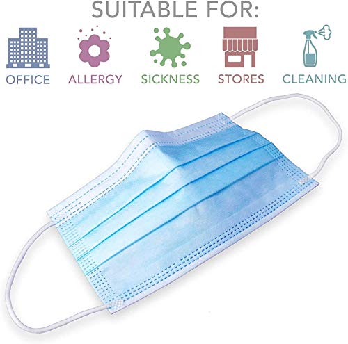 Perynt [Pack of 2000] Blue Disposable Face Masks Protective 3-Ply Breathable Comfortable Nose/Mouth Coverings for Home & Office Elastic Ear Loop 3-Layer Safety Shield for Adults/Kids. Bulk Face Mask.