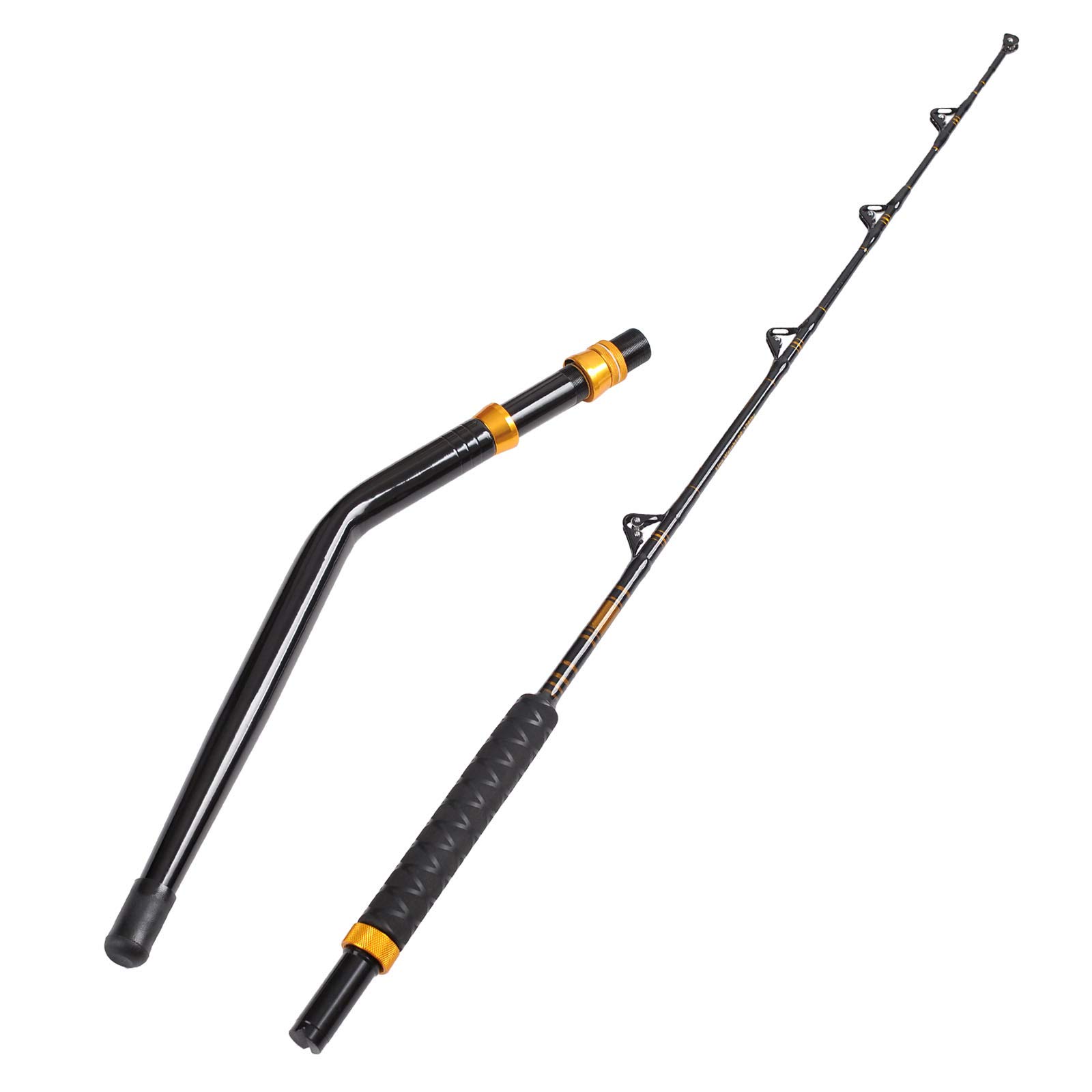 Fiblink Bent Butt Fishing Rod 2-Piece Saltwater Offshore Trolling Rod Big Game Roller Rod Conventional Boat Fishing Pole (Length: 6โ)