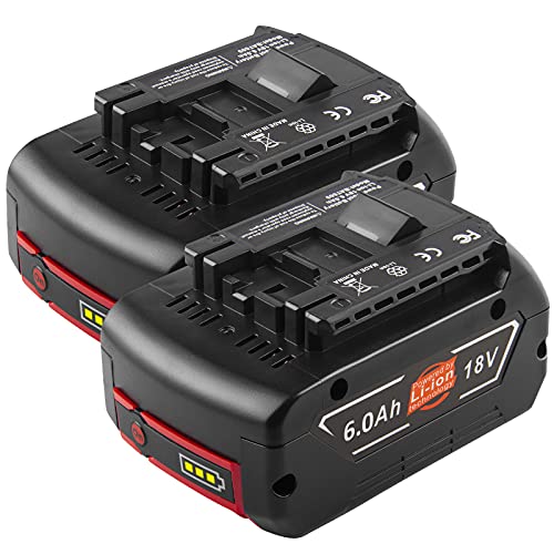 Labtec 2 Packs BAT609 18V 6000mAh Lithium Battery Replacement for Bosch 18V Battery BAT609 BAT610G BAT618G BAT619 BAT621 BAT620 Cordless Power Tool Battery