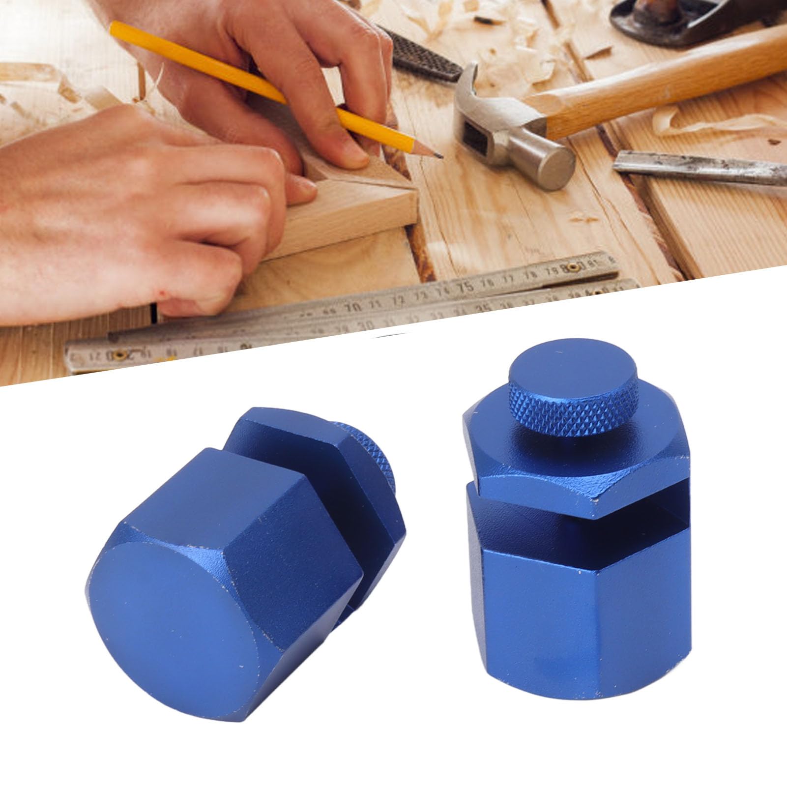 Framing Square, Stair Gauge, Stair Stringer, Framing Jig, Stair Gauges for Framing Square, 2PCS Stair Guages Knobs Aluminium Alloy Stair Stringer Layout Tool for Framing Square Carpentry Rafter(Blue)