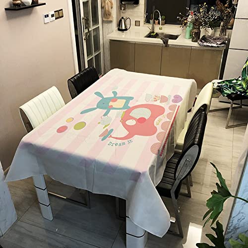 NUER Cartoon Pattern Waterproof Dining Tablecloth Home Decor Rectangular Tea Coffee Wedding Waterproof Table Cover Table A14 140x210cm