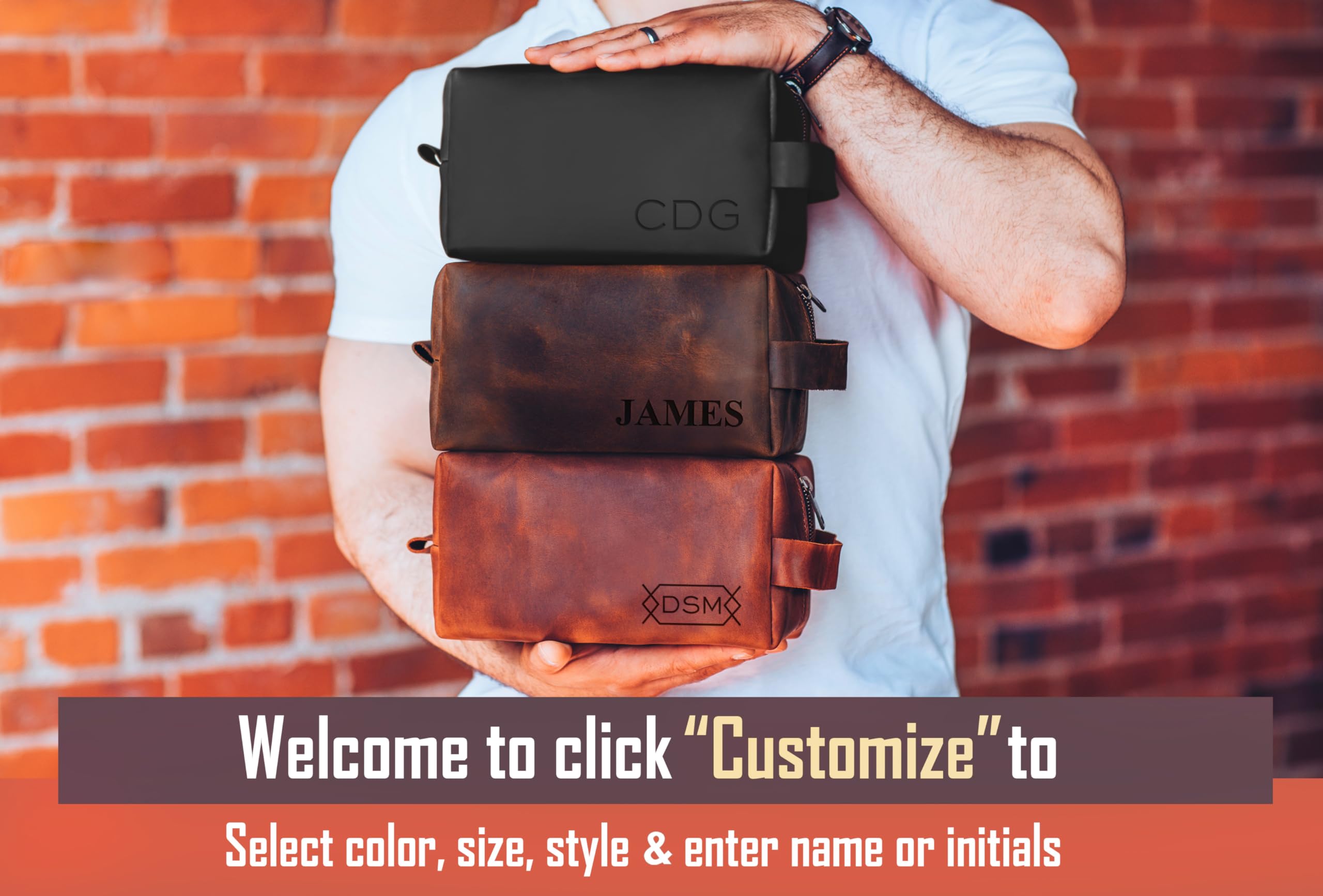 Personalized Leather Dopp Kit For Men β Unique Anniversary Gift, Birthday Gift, Father & Groomsmen Gift β Mens Handcrafted Travel Bag for Toiletries, Shaving & Grooming Kit β Toiletry Bag Made in USA