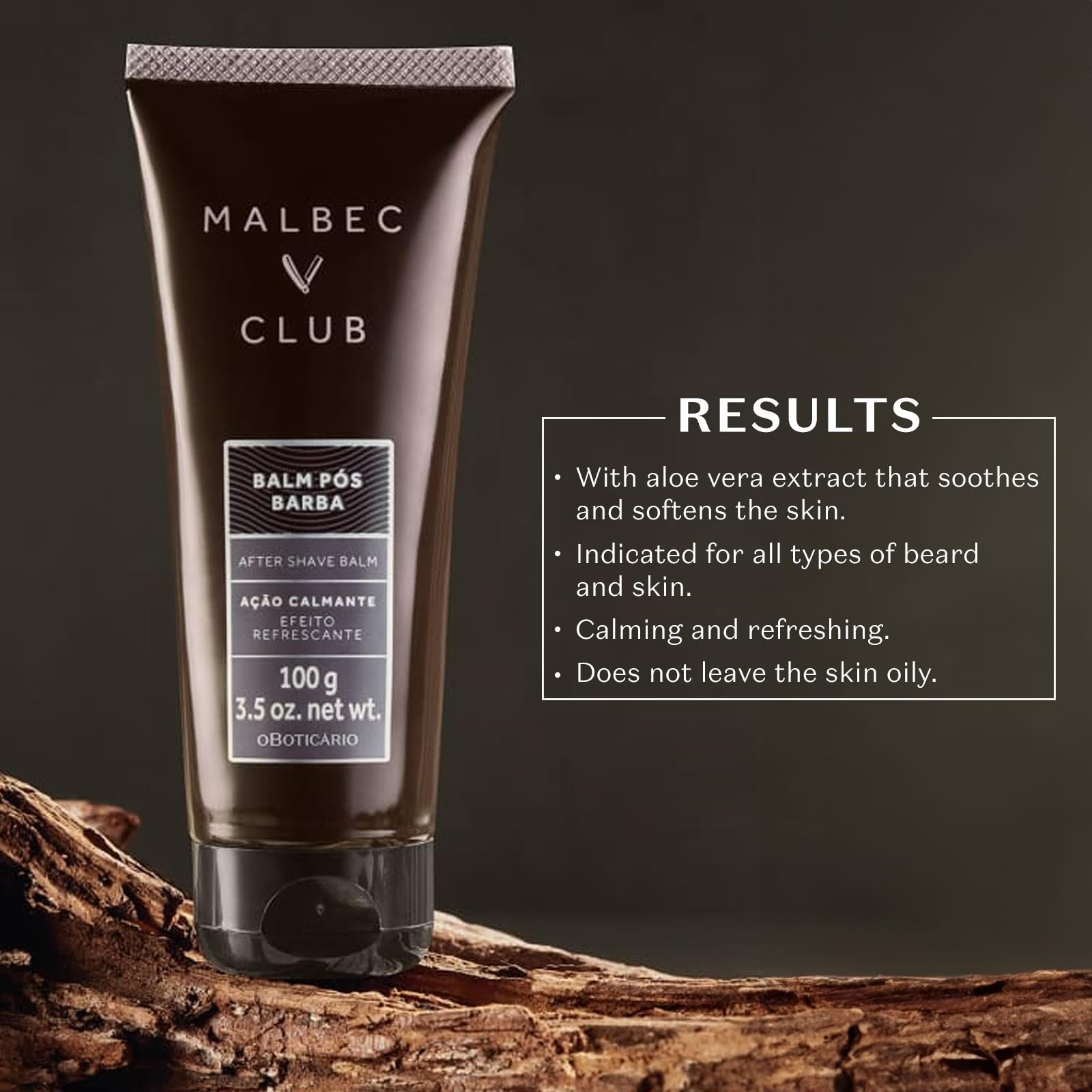 Malbec Club Sensitive After Shave Balm for Men, Hydrating with Aloe Vera Extract to Soothes Razor Burn & Irritation, Lightly Scented, 3.5 Ounce