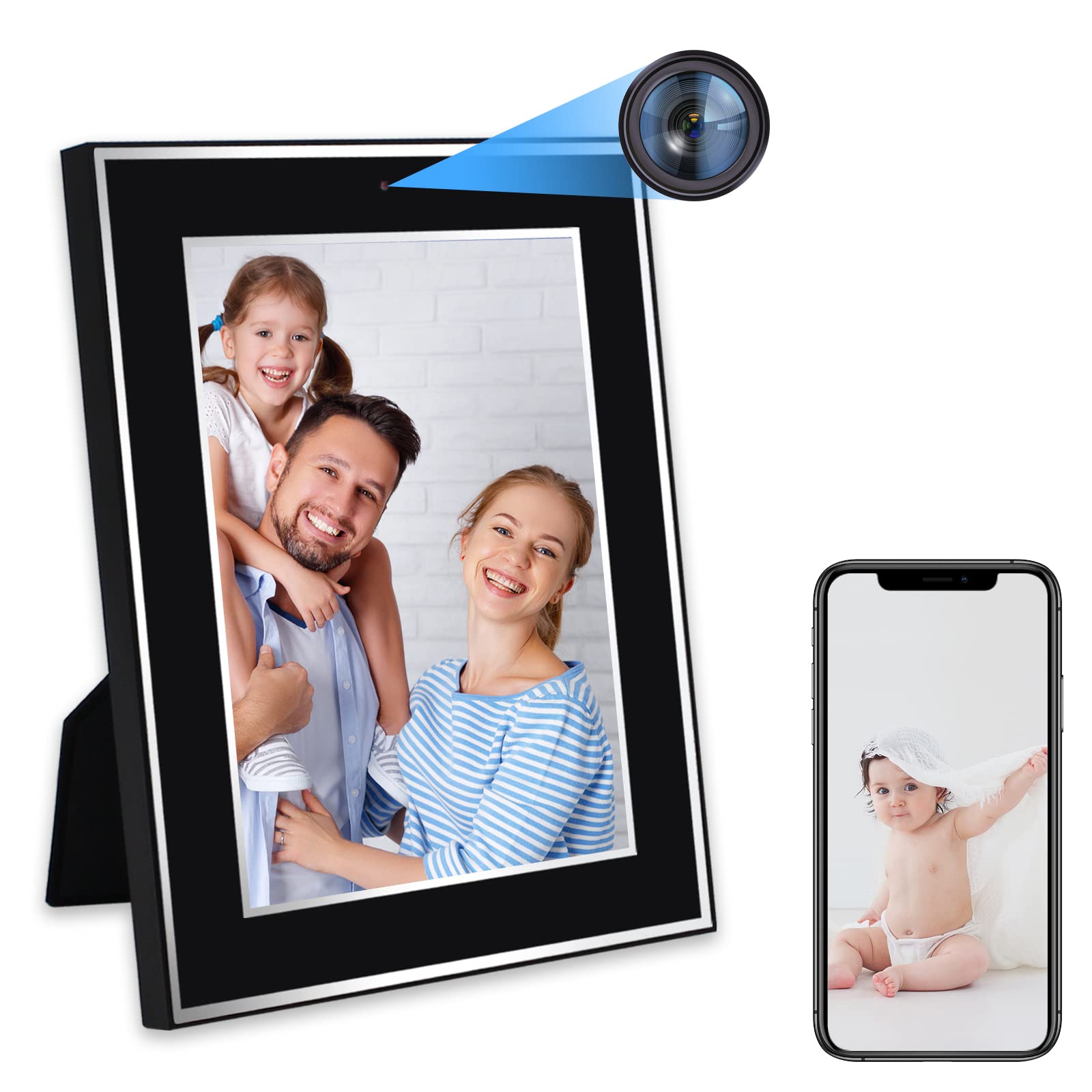 lo.baby.ve Hidden Camera Picture Frame 5G & 2.4G WiFi Spy Camera Photo Frame with Remote Live Stream Security Camera for Home Office Hidden Camera for Keeping Eyes on Kids Parents Pets