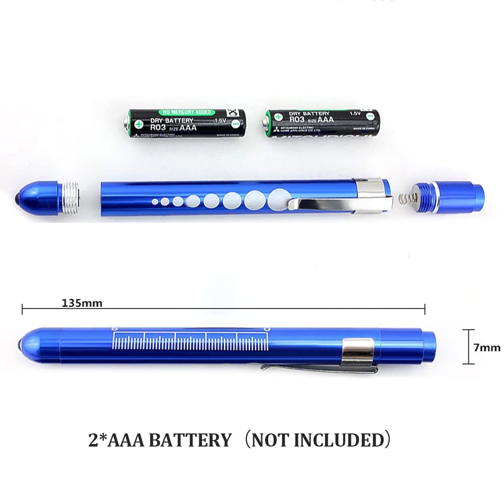 LINNNZI Pen Light for Nurses, 10 Pack LED Medical Pen Light with Pupil Gauge and Ruler - Reusable White & Warm Light LED Torch with Pocket Clip for Students Doctors Daily Use