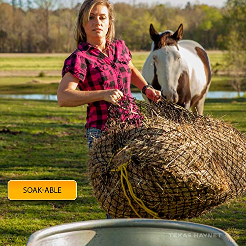Texas Haynet - Square Net Hay Holder for Horses - Durable Nylon Square Bale Hay Net Slow Feed - American Made Hay Rope Net - Easily Fits Bales 36x18x18β with 1.5β Holes